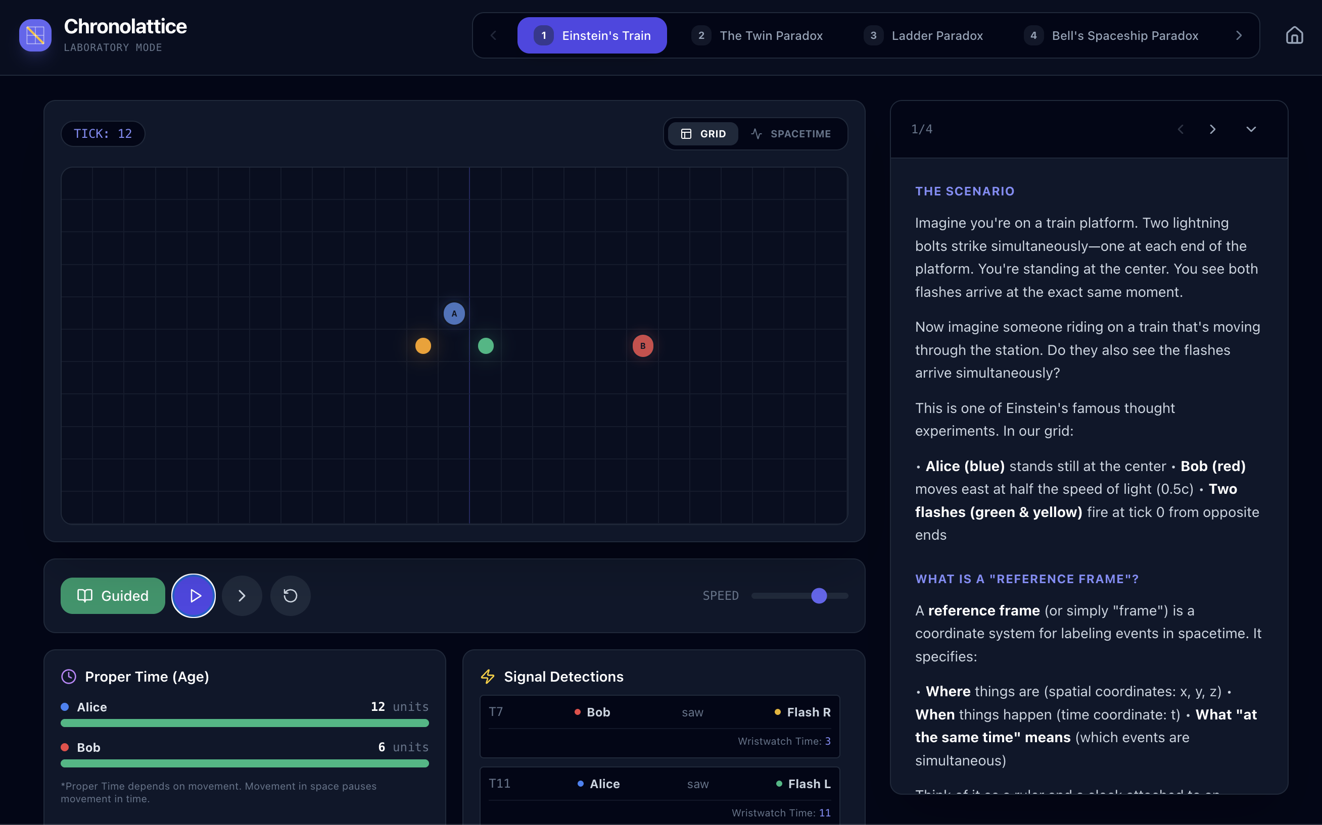 Chronolattice - Interactive Physics Visualizer | Special Relativity ...